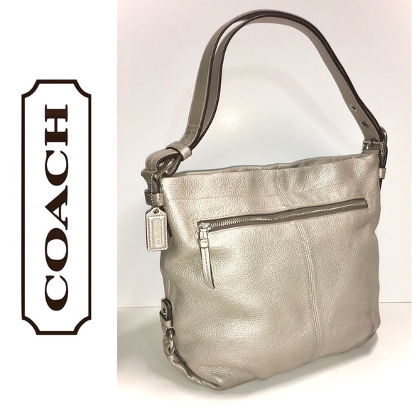 Coach | Bags | Coach Metallic Silver Champagne Leather Duffle | Poshmark